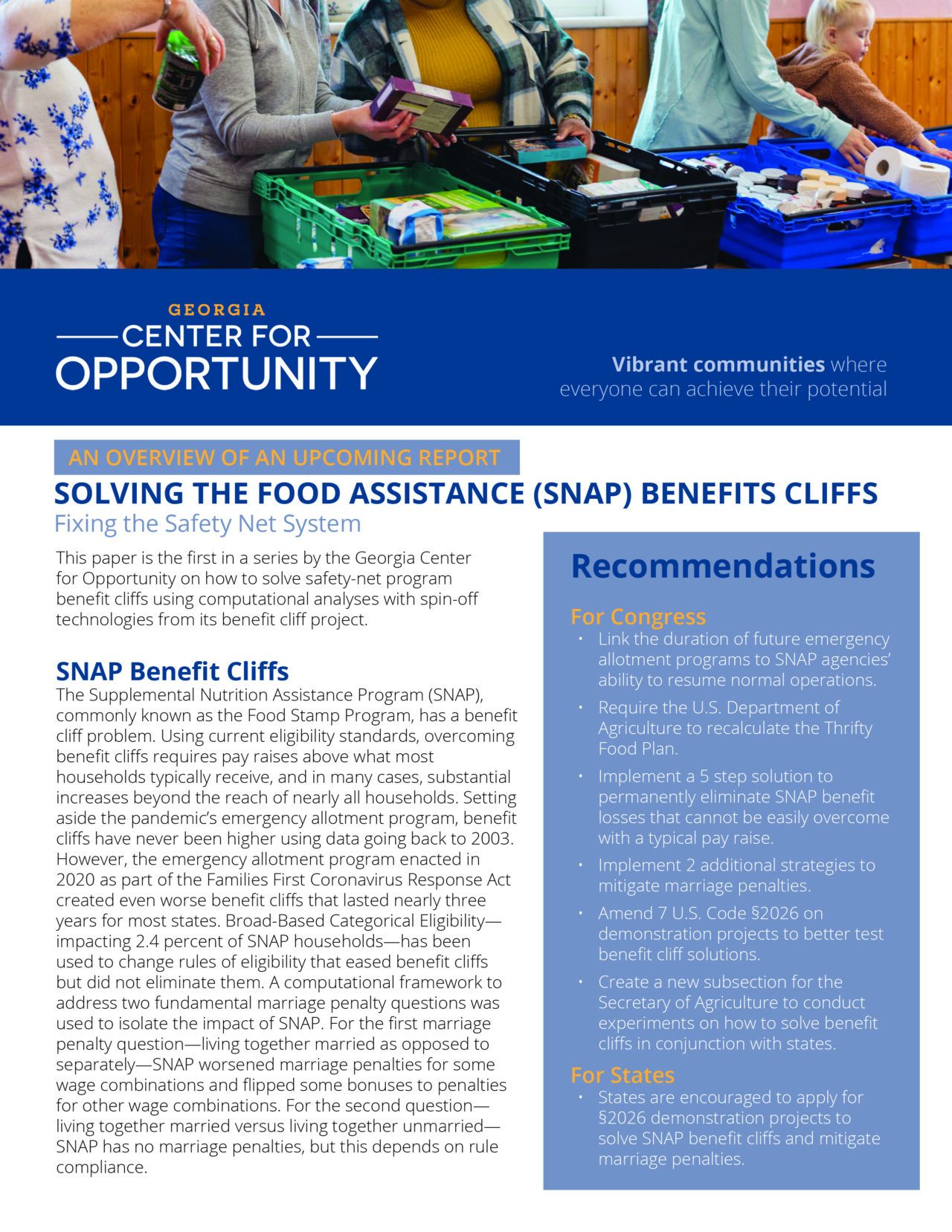 Solving the food stamp benefits cliffs - Georgia Center For Opportunity